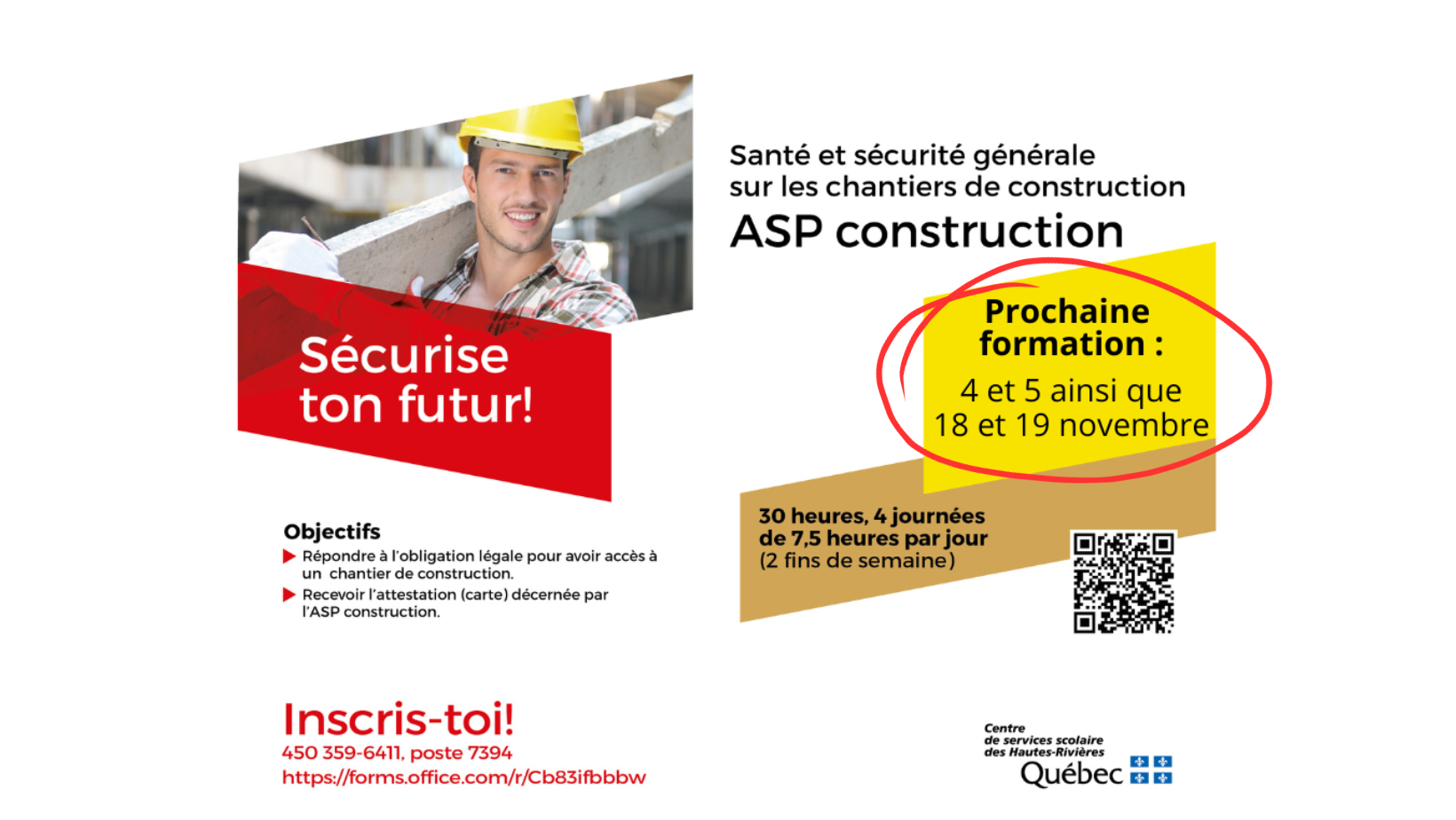 ASP construction : prochaine cohorte début novembre — CSSDHR